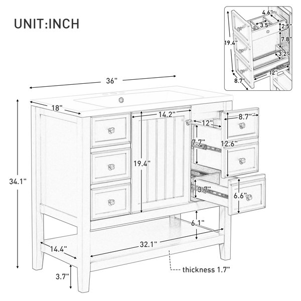Winston Porter Lakeithia 36 Single Bathroom Vanity With Ceramic Top